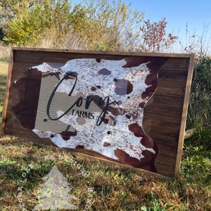 Cow Hide Nursery Sign, Cattle Farm Sign, Farm Sign, Acrylic Overlay ...