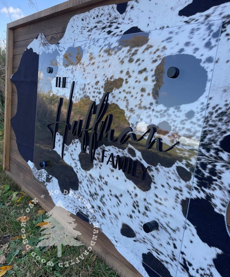 Cow Hide Nursery Sign, Cattle Farm Sign, Farm Sign, Acrylic Overlay ...