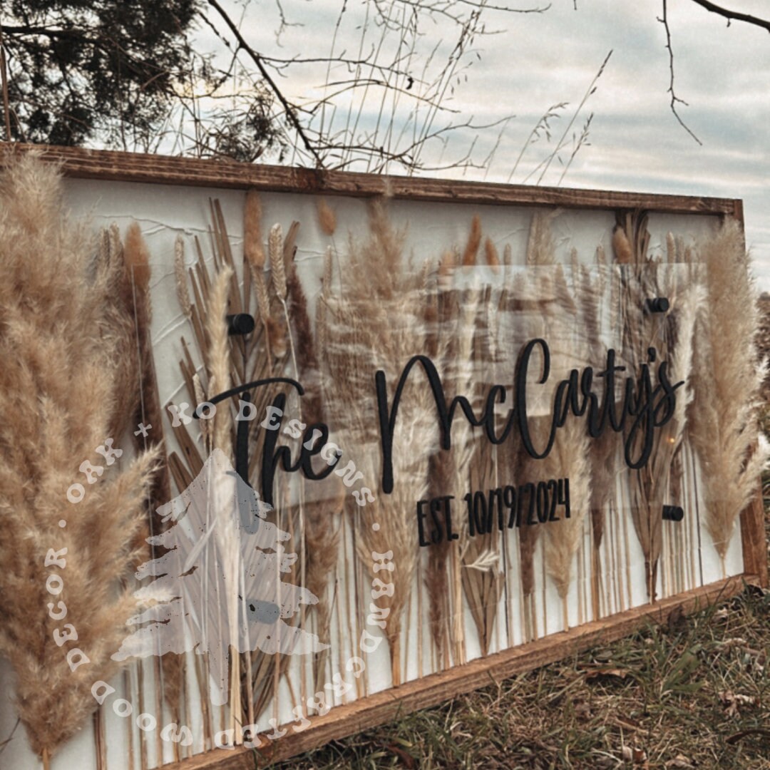 Boho Nursery Name Sign, Boho Decor, Name Sign, Acrylic Overlay, Oak and ...