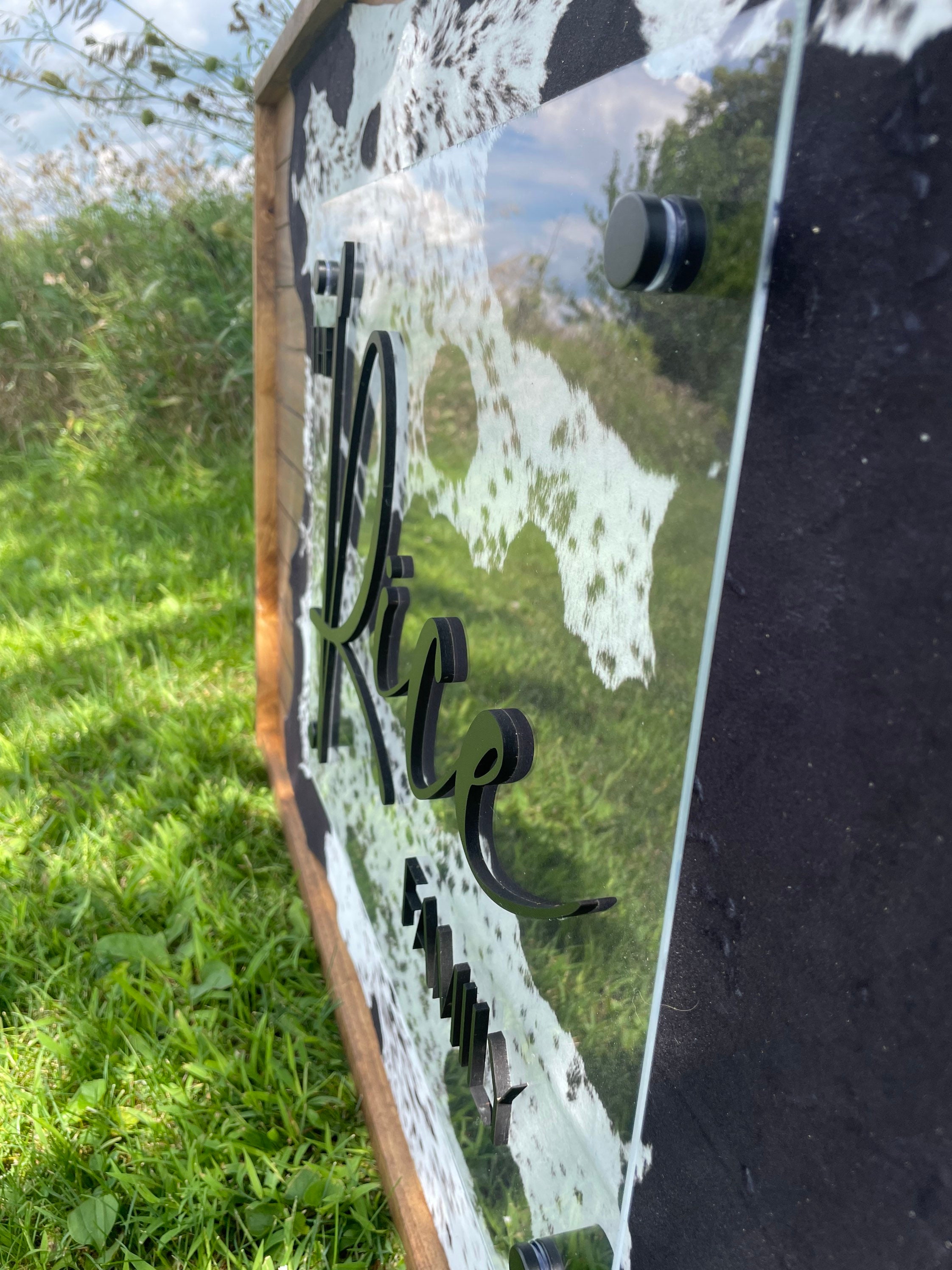 Cow Hide Nursery Sign, Cattle Farm Sign, Farm Sign, Acrylic Overlay ...