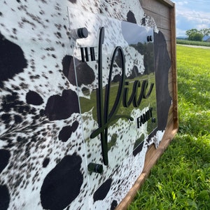 Cow Hide Nursery Sign, Cattle Farm Sign, Farm Sign, Acrylic Overlay ...