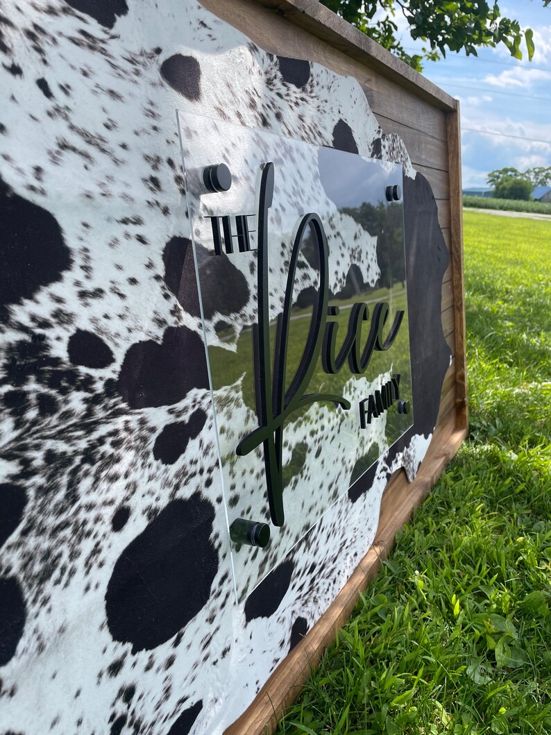 Cow Hide Nursery Sign, Cattle Farm Sign, Farm Sign, Acrylic Overlay ...