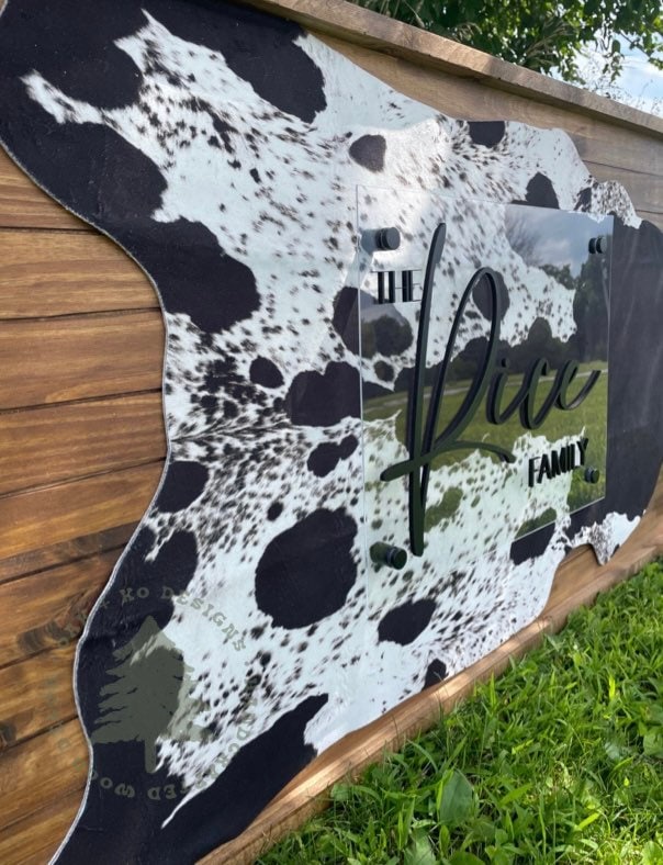 Cow Hide Nursery Sign, Cattle Farm Sign, Farm Sign, Acrylic Overlay ...