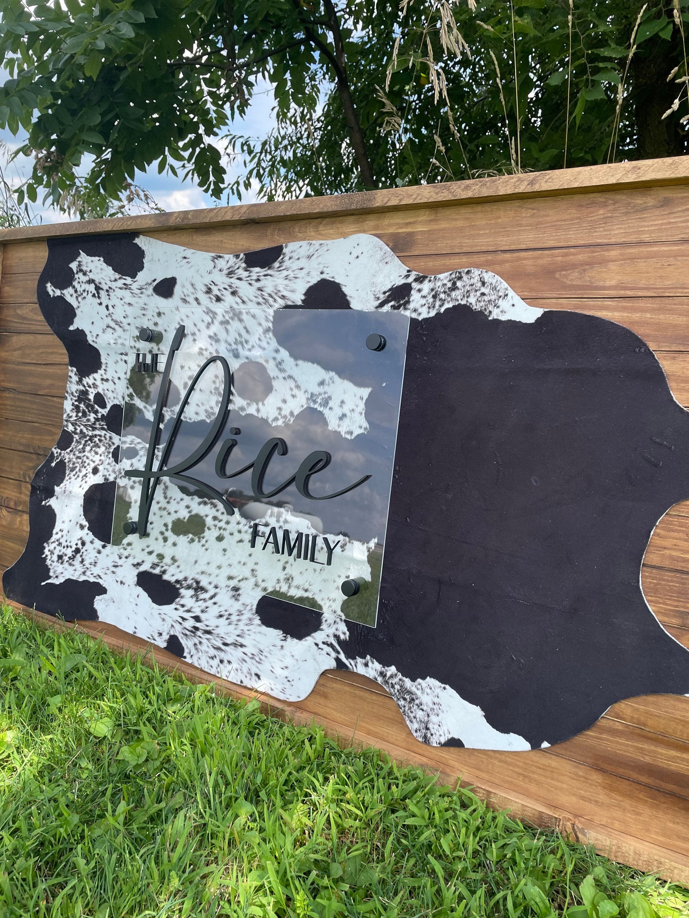 Cow Hide Nursery Sign, Cattle Farm Sign, Farm Sign, Acrylic Overlay ...