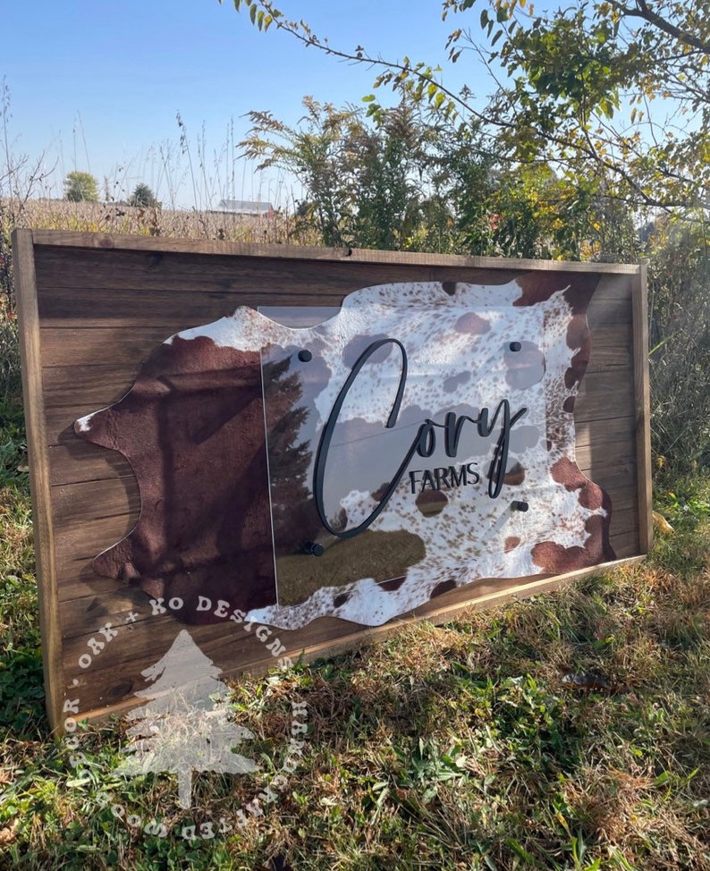 Cow Hide Nursery Sign, Cattle Farm Sign, Farm Sign, Acrylic Overlay ...