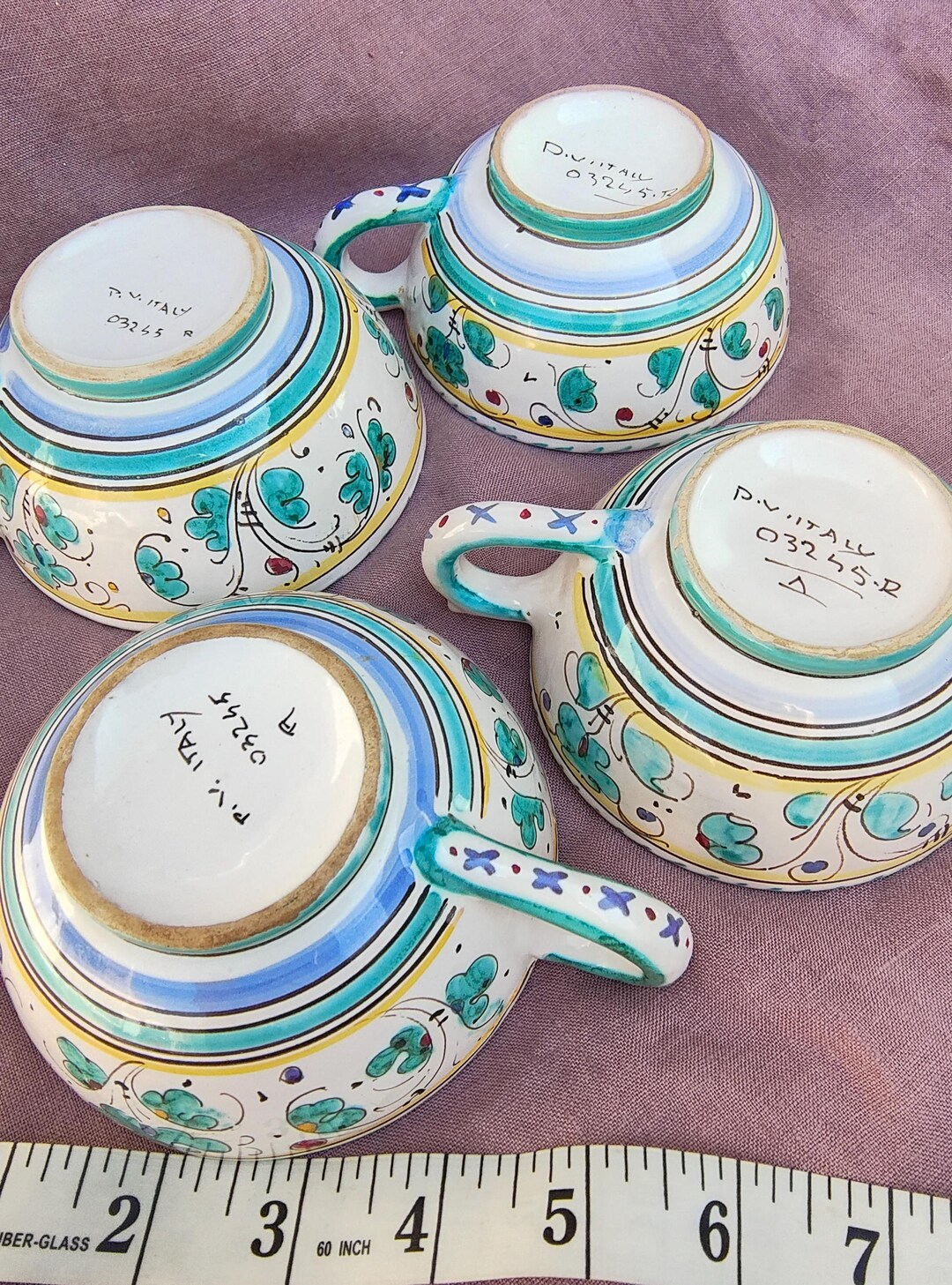 Vintage P.V. Majolica Deruta Rooster Tea Cups Quantity 4 - Etsy