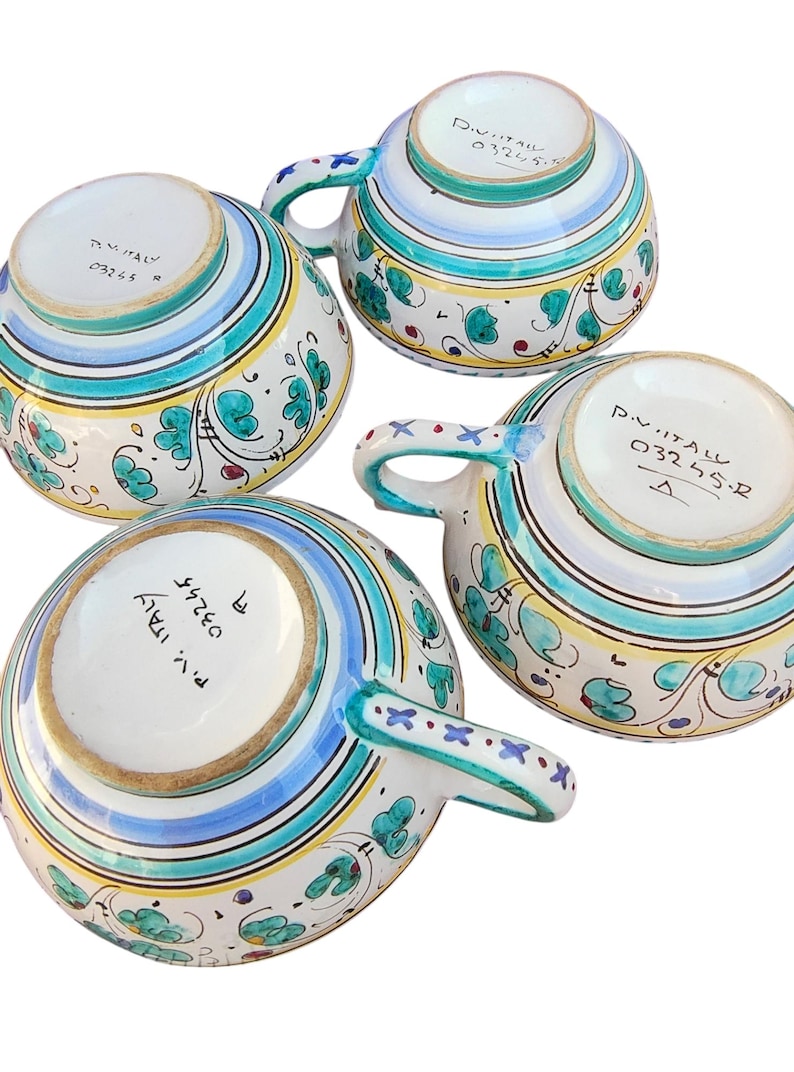 Vintage P.V. Majolica Deruta Rooster Tea Cups Quantity 4 - Etsy