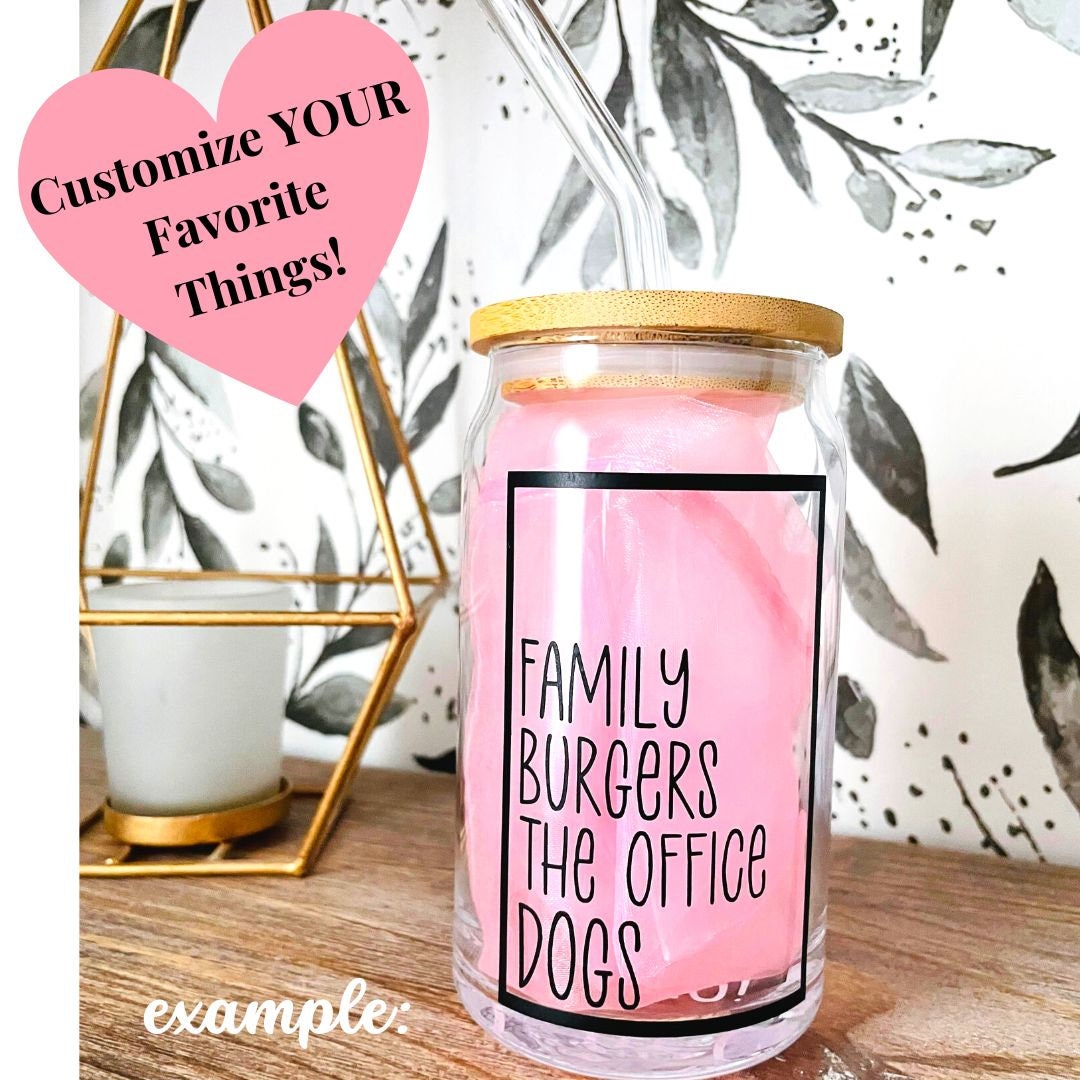 Customizable Favorite Things Glass Tumbler, Personalized Iced Coffee ...