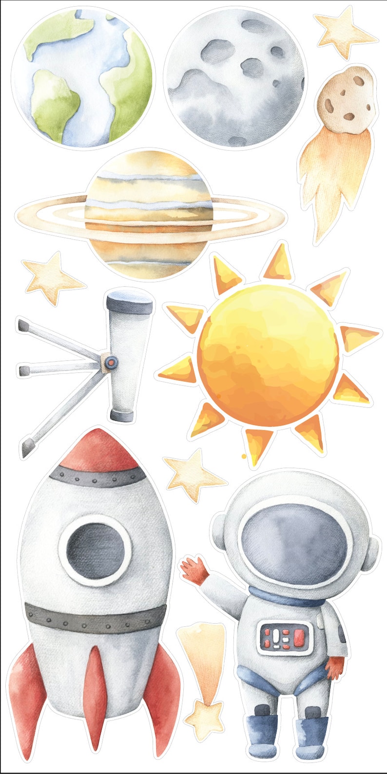 Astronaut Cutouts Outerspace Watercolor Centerpieces, Astro Space ...