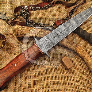 13" Damascus Steel Dagger Knife Handmade Damascus Steel Mini Sword ...
