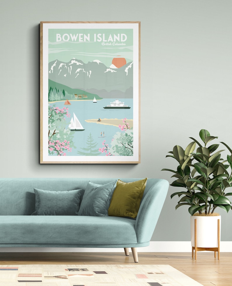 Bowen Island Vintage Travel Poster – British Columbia Art Print - Etsy
