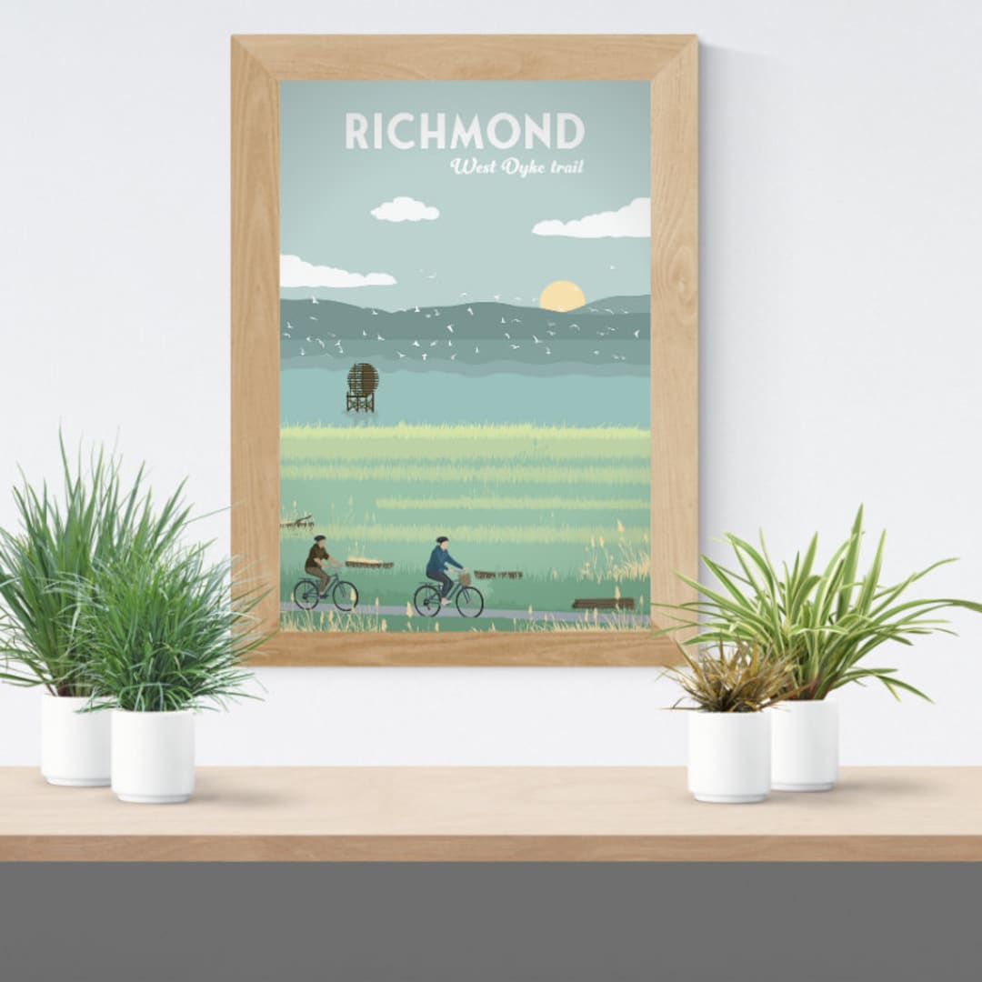 RICHMOND POSTER- West Dyke Trail - Bicycle Vintage Travel Poster ...