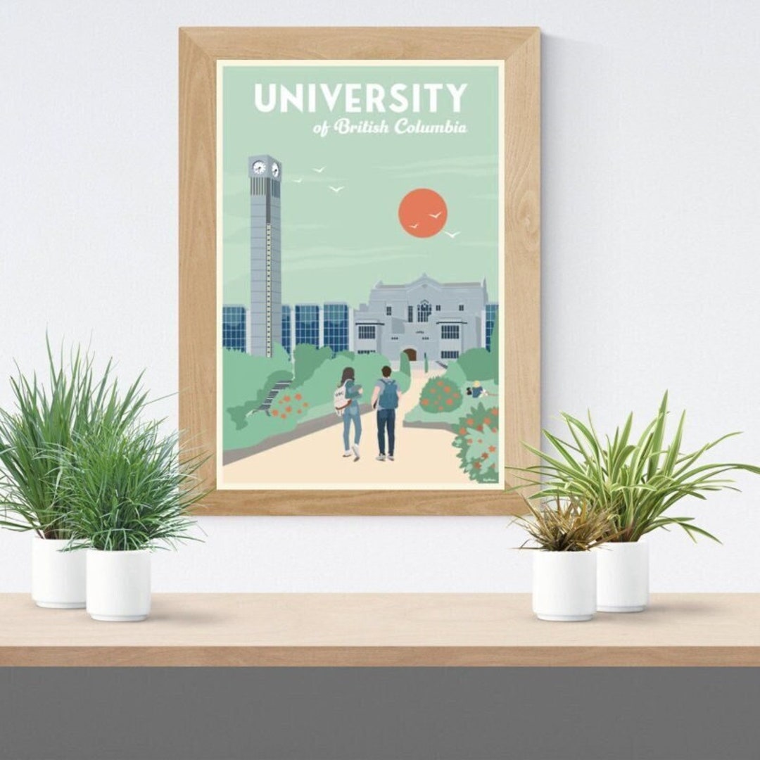UNIVERSITY of BRITISH COLUMBIA Poster - Vintage Travel Poster ...