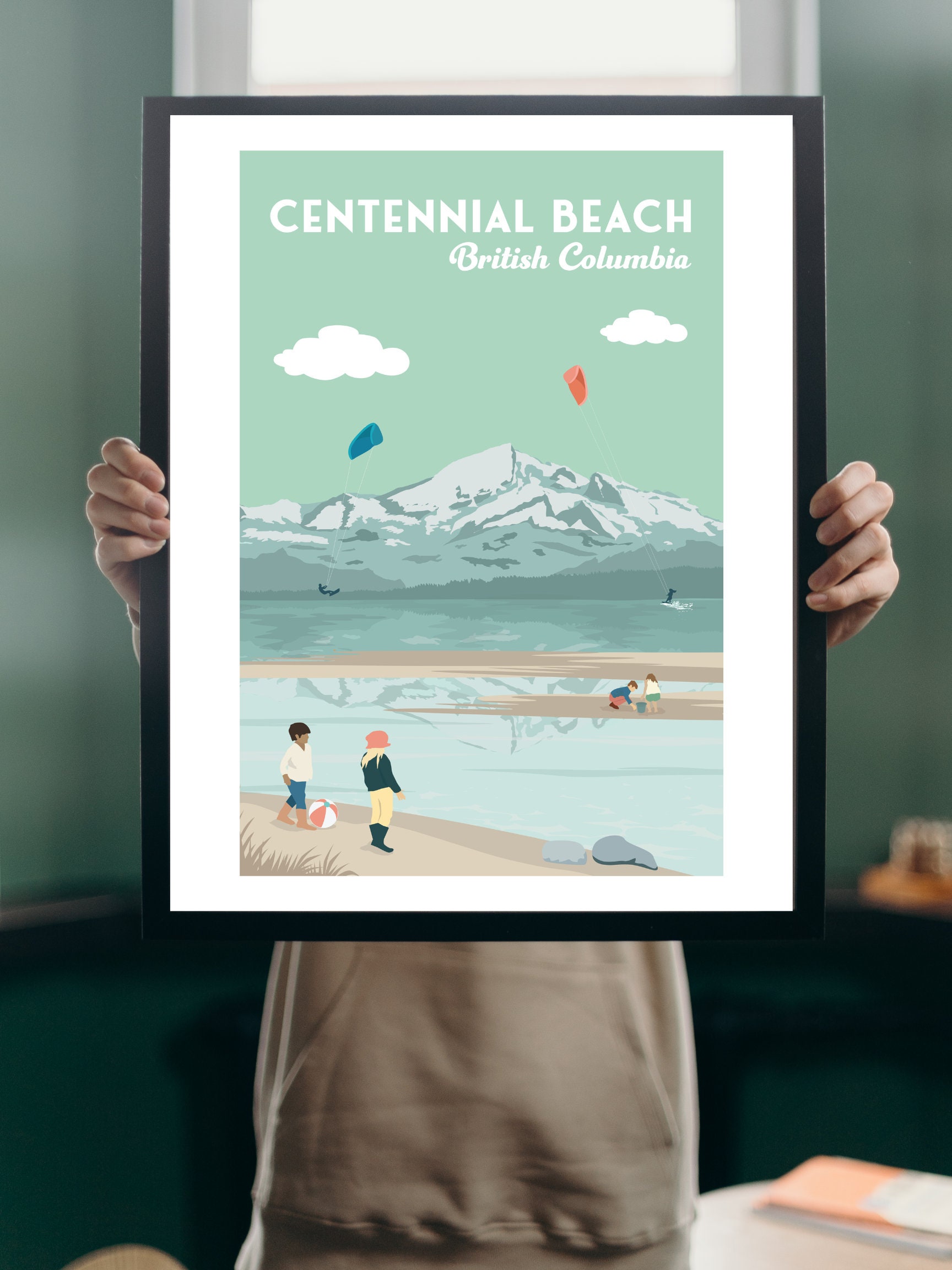 TSAWWASSEN Centennial Beach Travel Poster British Columbia vintage ...