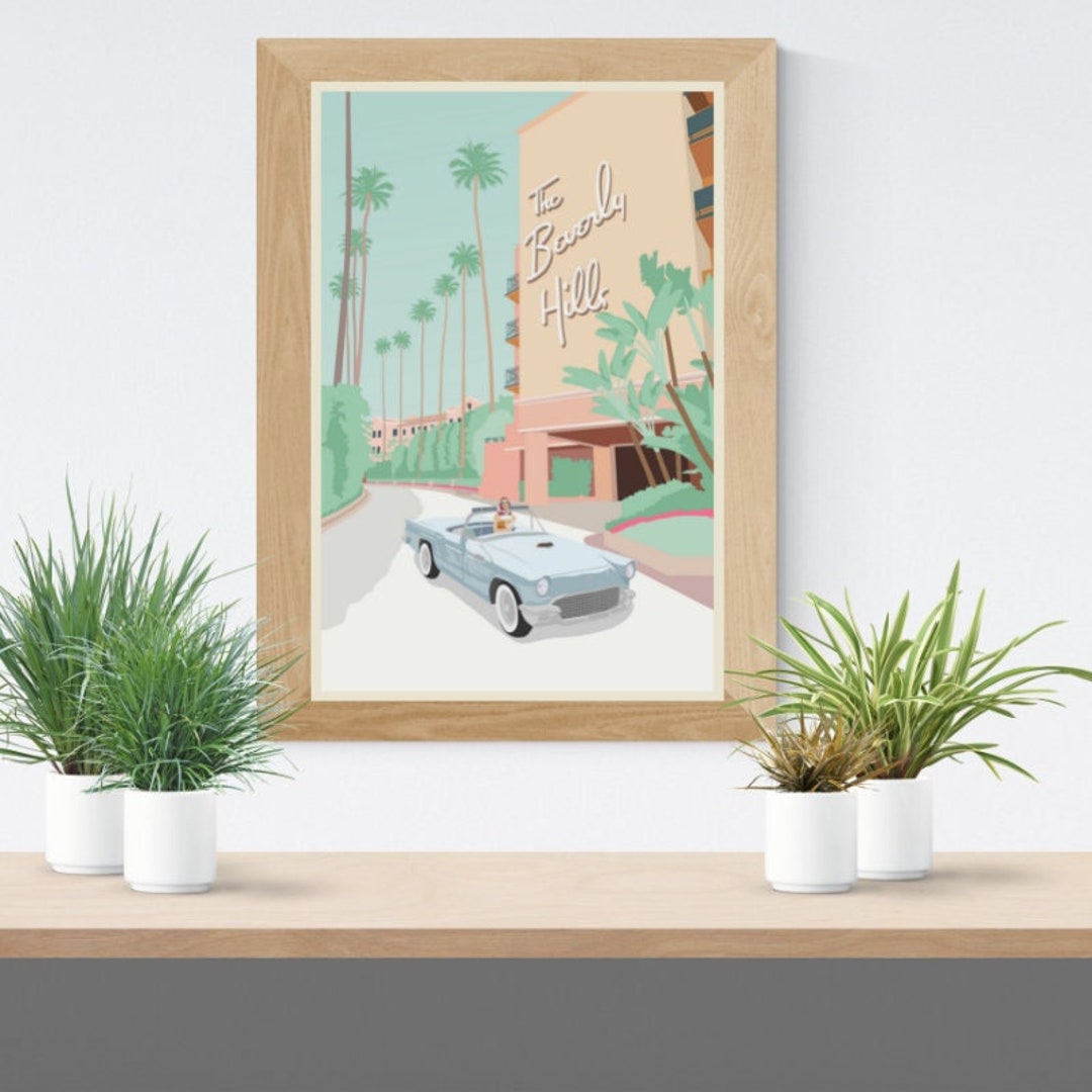 BEVERLY HILLS Los Angeles POSTER - Vintage Travel Poster - Minimalist ...