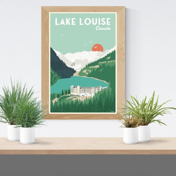 LAKE LOUISE POSTER Vintage Travel Poster Minimalist Art - Etsy