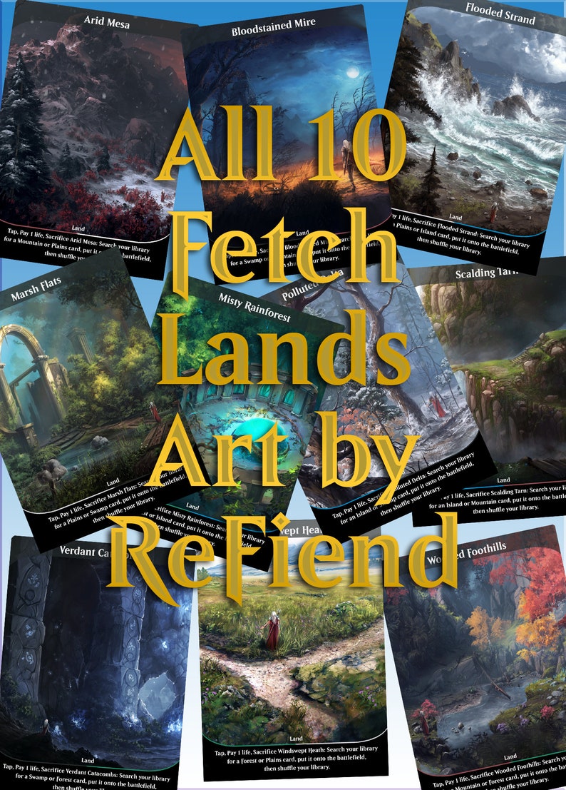 Fetch Lands set 10x Cards Art by ReFiend Full Art Test | Etsy