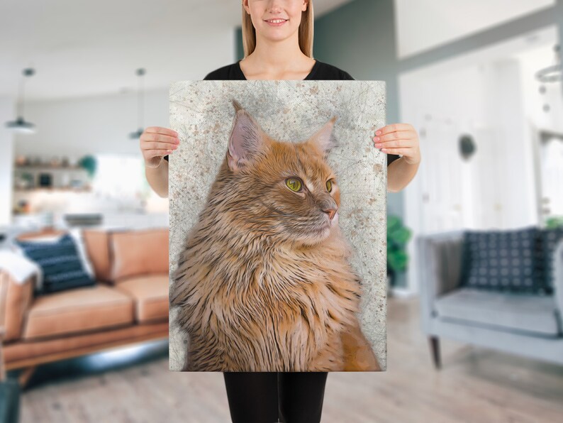 Custom Cat Portrait Gift Canvas Dog Portrait Personalized | Etsy