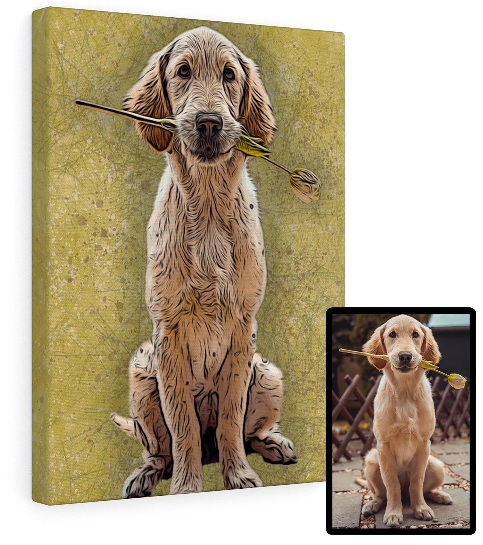 Custom Pet Portrait Gift Canvas Painting Dog Portrait Pet - Etsy