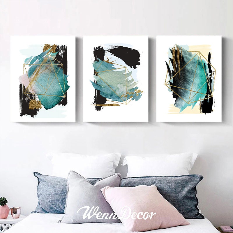 Set of 3 Prints Abstract Print Modern Art Textured Color Brush Print ...