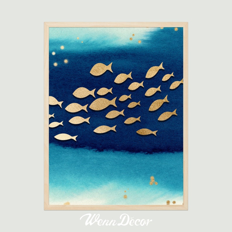 Set Of 3 Prints Abstract Print Koi Print Fish Art Moon Print | Etsy