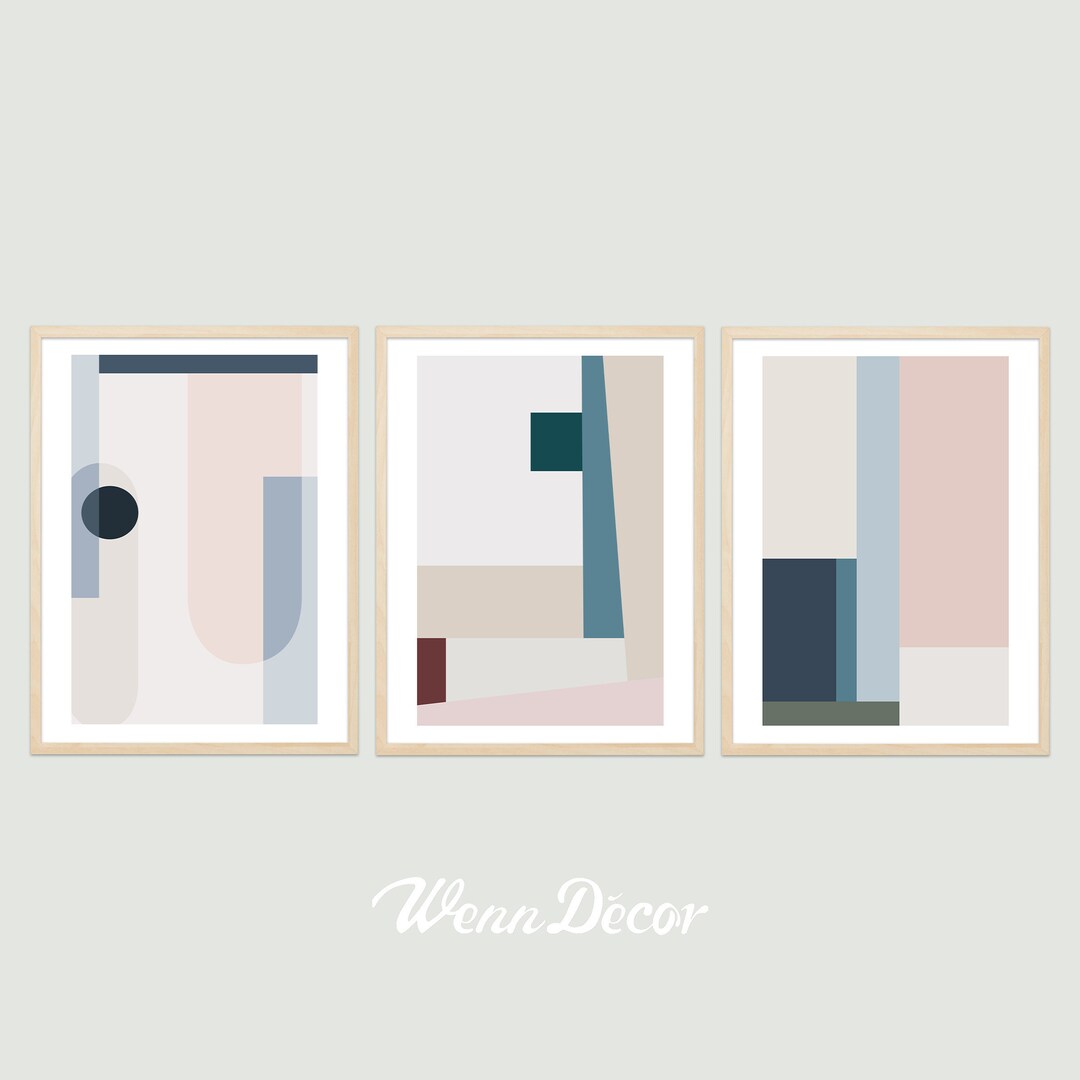 Set of 3 Prints Abstract Print Modern Art Color Block Print Morandi ...