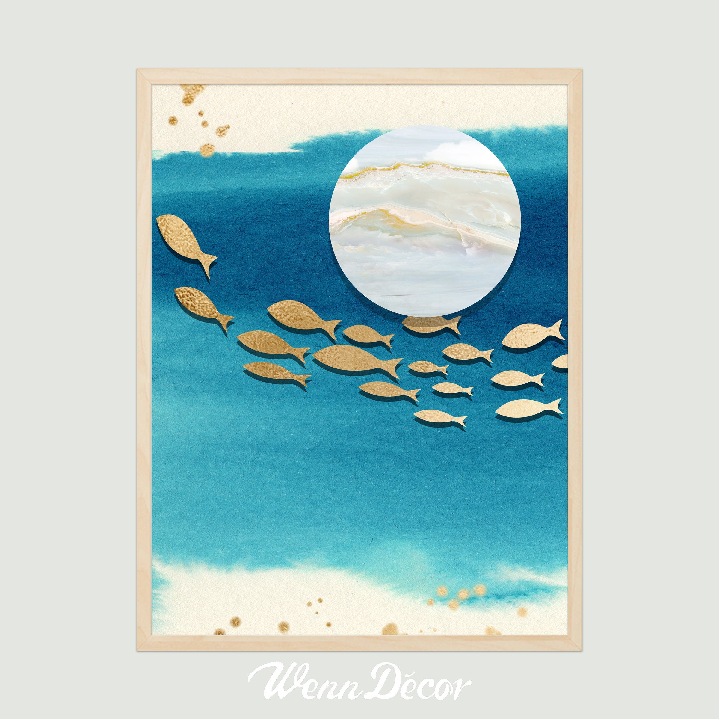 Set of 3 Prints Abstract Print Koi Print Fish Art Moon Print - Etsy