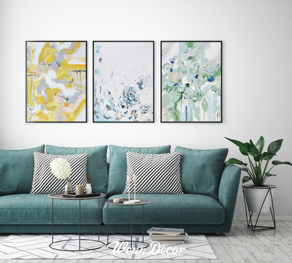 Set of 3 Prints Abstract Print Triple-tone Oil Painting Canvas | Etsy