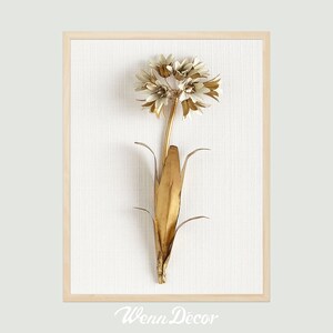 Set of 3 Prints Botanical Print Floral Print Golden Tinfoil Flowers Art ...