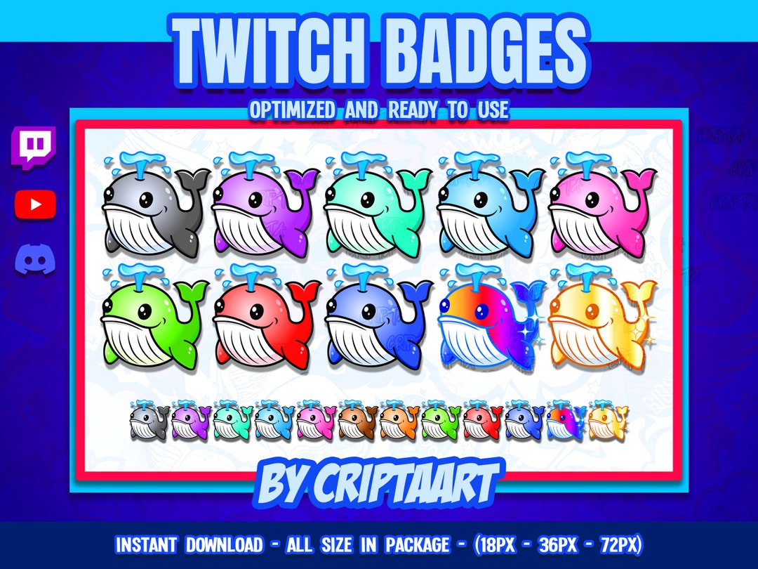 Whale Twitch Badges, Marine Animals Bit Badge, Subscribers, Cheers ...