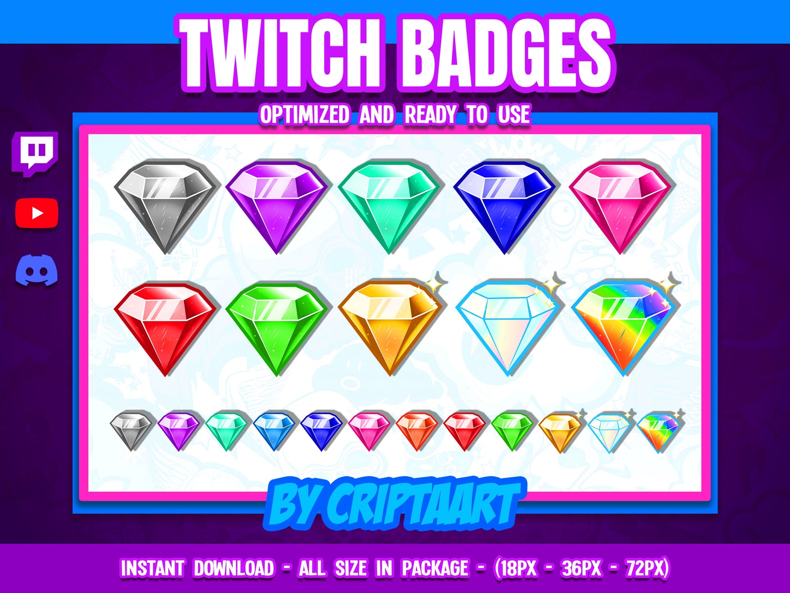 Diamond Twitch Badges, Jewelry Bit Badges, Slots, Channel Points ...
