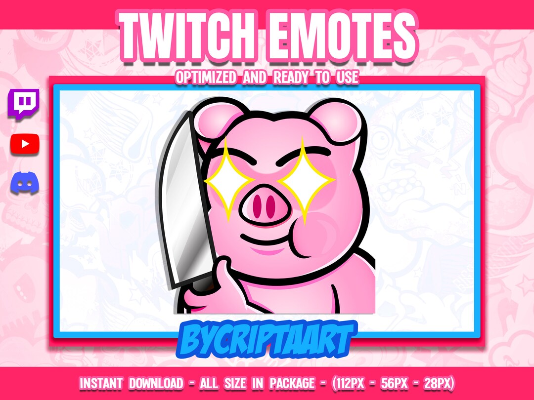 Pig Knife Twitch Emote, yandere emoji, cute killer, icons for stream ...