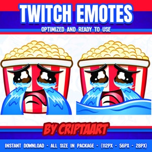 Popcorn Cry Twitch Emote, Sad Emoji, Emotive, Cinema Channel Points ...