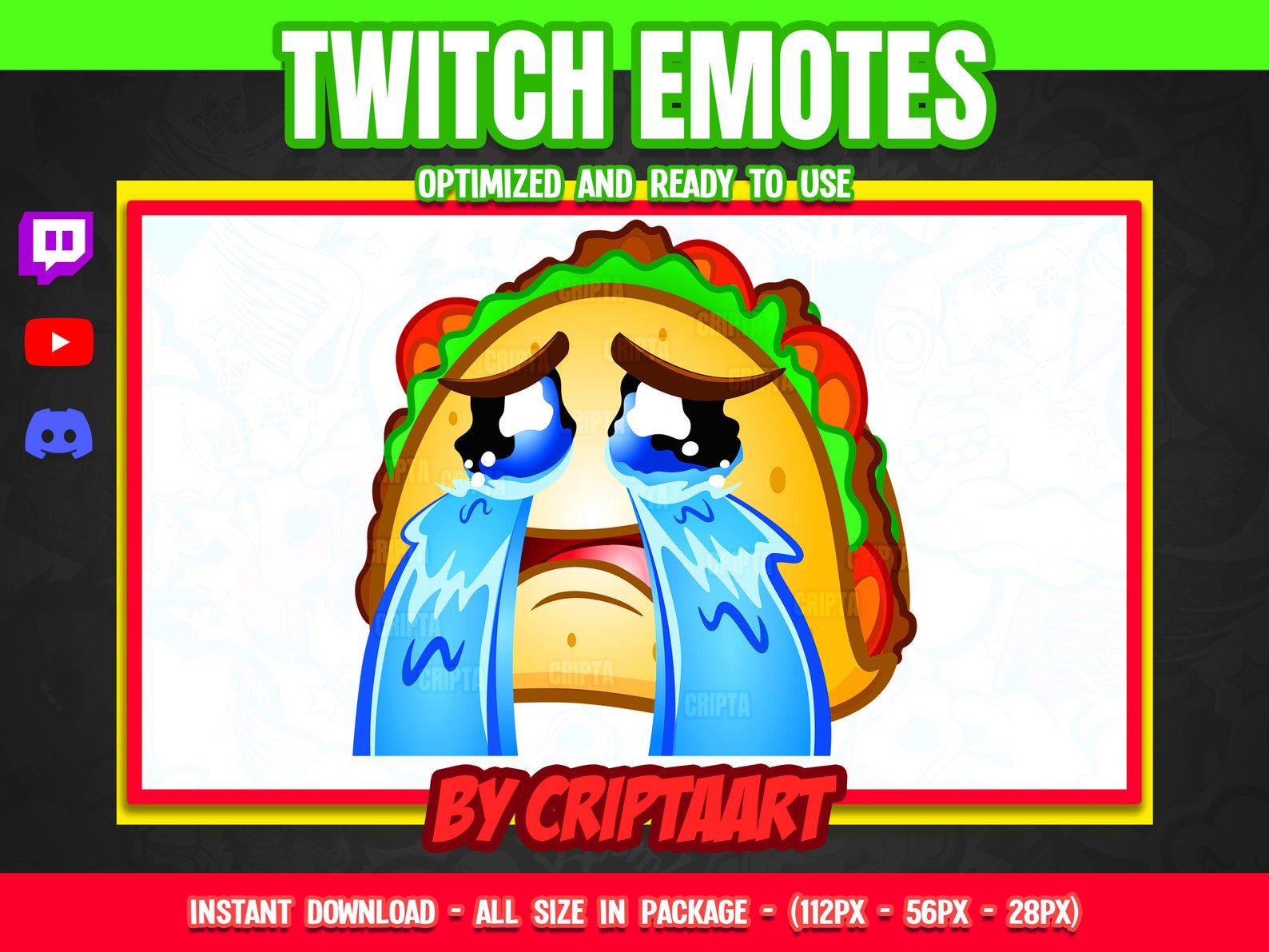 Taco Cry Twitch Emote, Mexican Fast Food, Channel Poins, Stream ...