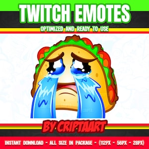Taco Crying Twitch Emote, Sad Emoji, Mexican Fast Food, Channel Poins ...