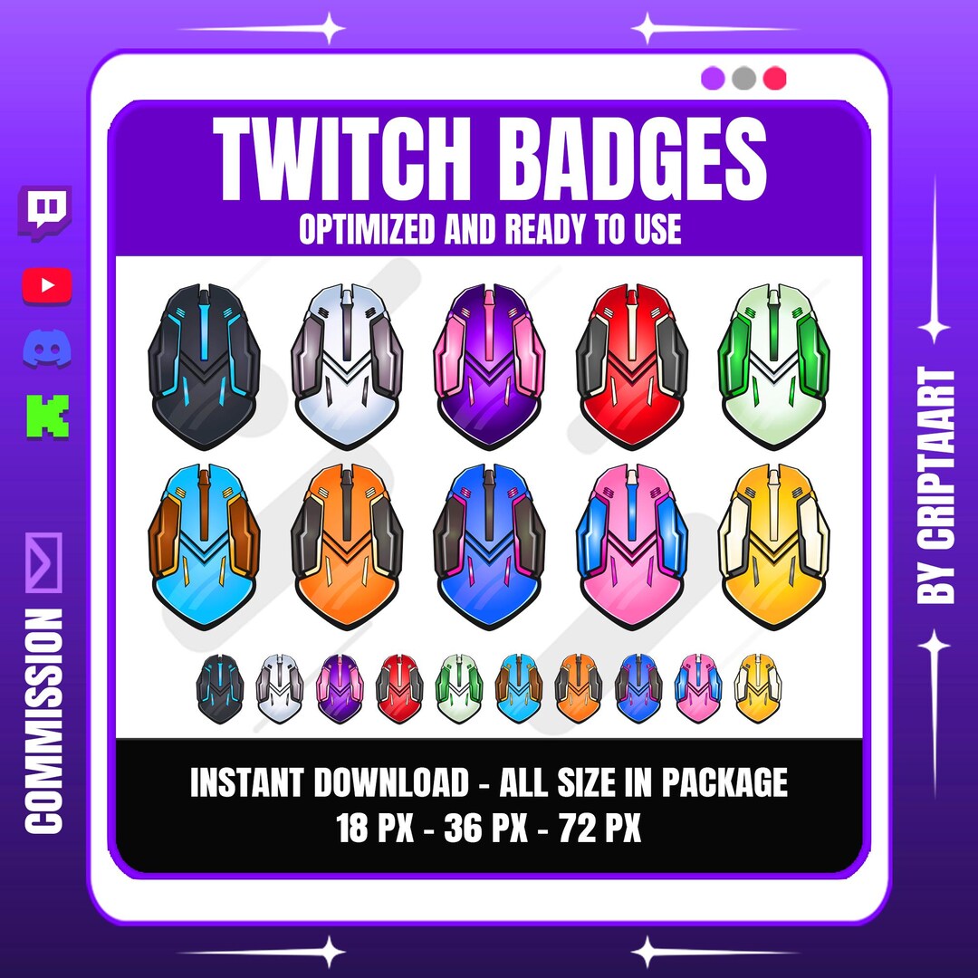 Shooter Badges for Twitch, Discord, Youtube, Kick - Gamer Mouse Sub ...