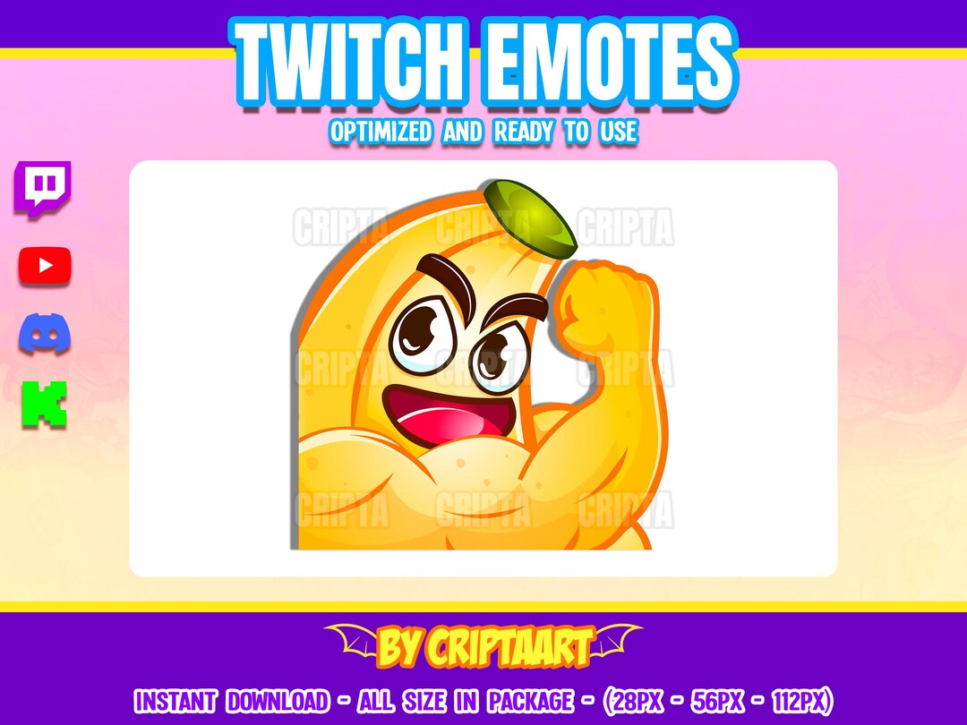 Banana Strong Buff Twitch Emote, Muscular Sub Emoji, Bicep Flex ...