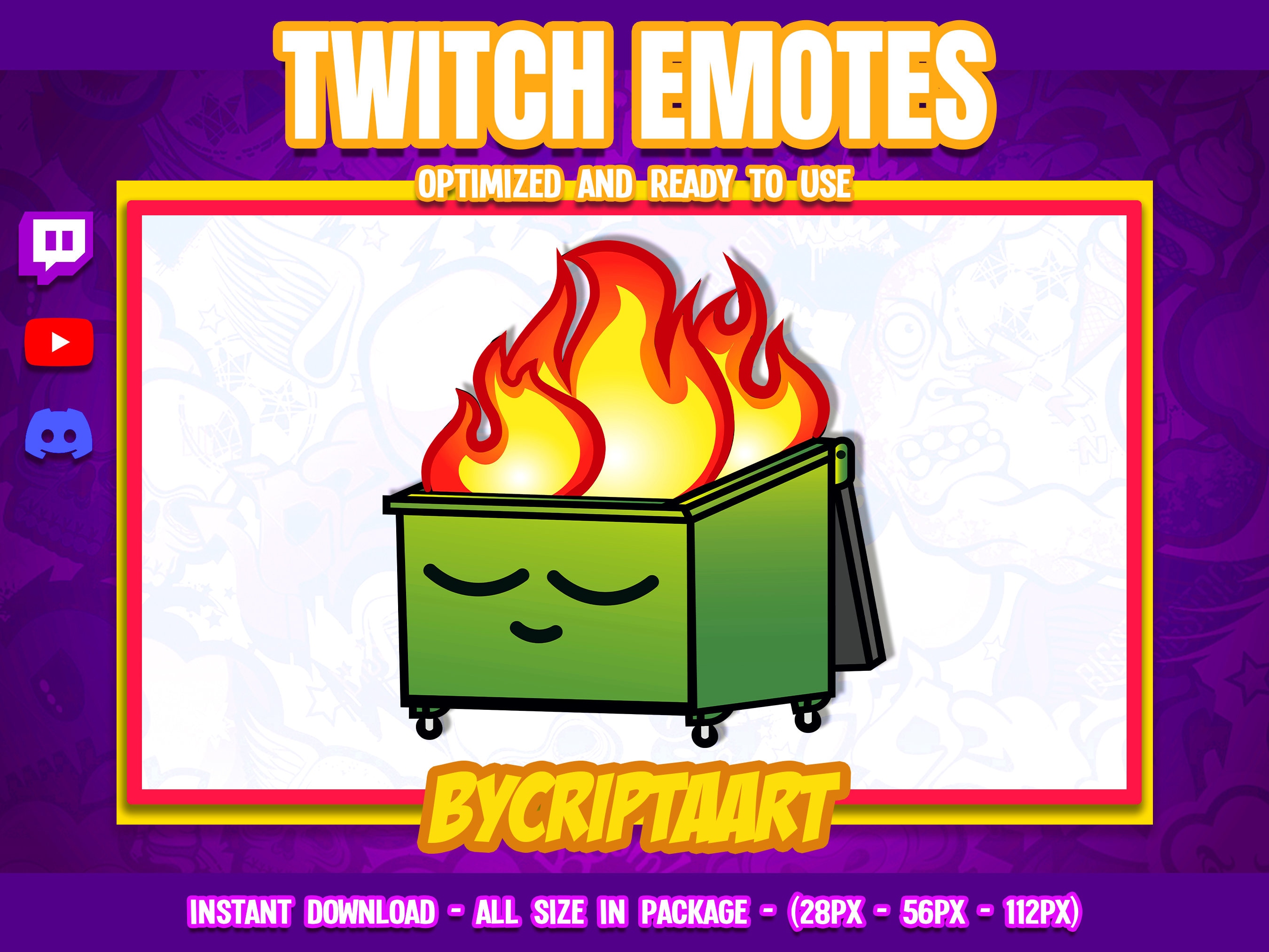 Cute Dumpster Twitch Emote, Trash Fire, Garbage, Channel Points/stream ...