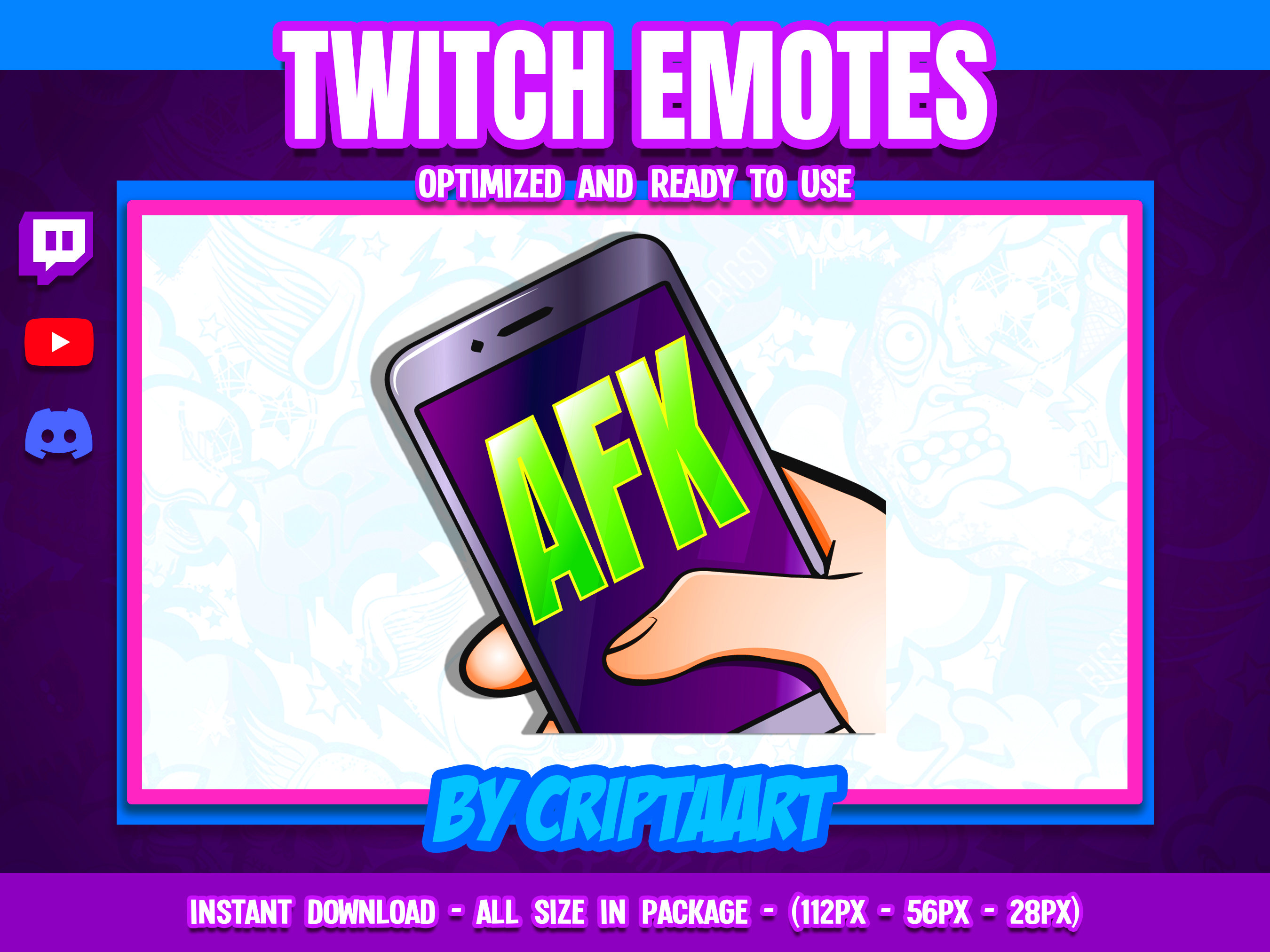 AFK Twitch Emote, Phone Emoji, Away From Keyboard, Mod, Channel Points ...
