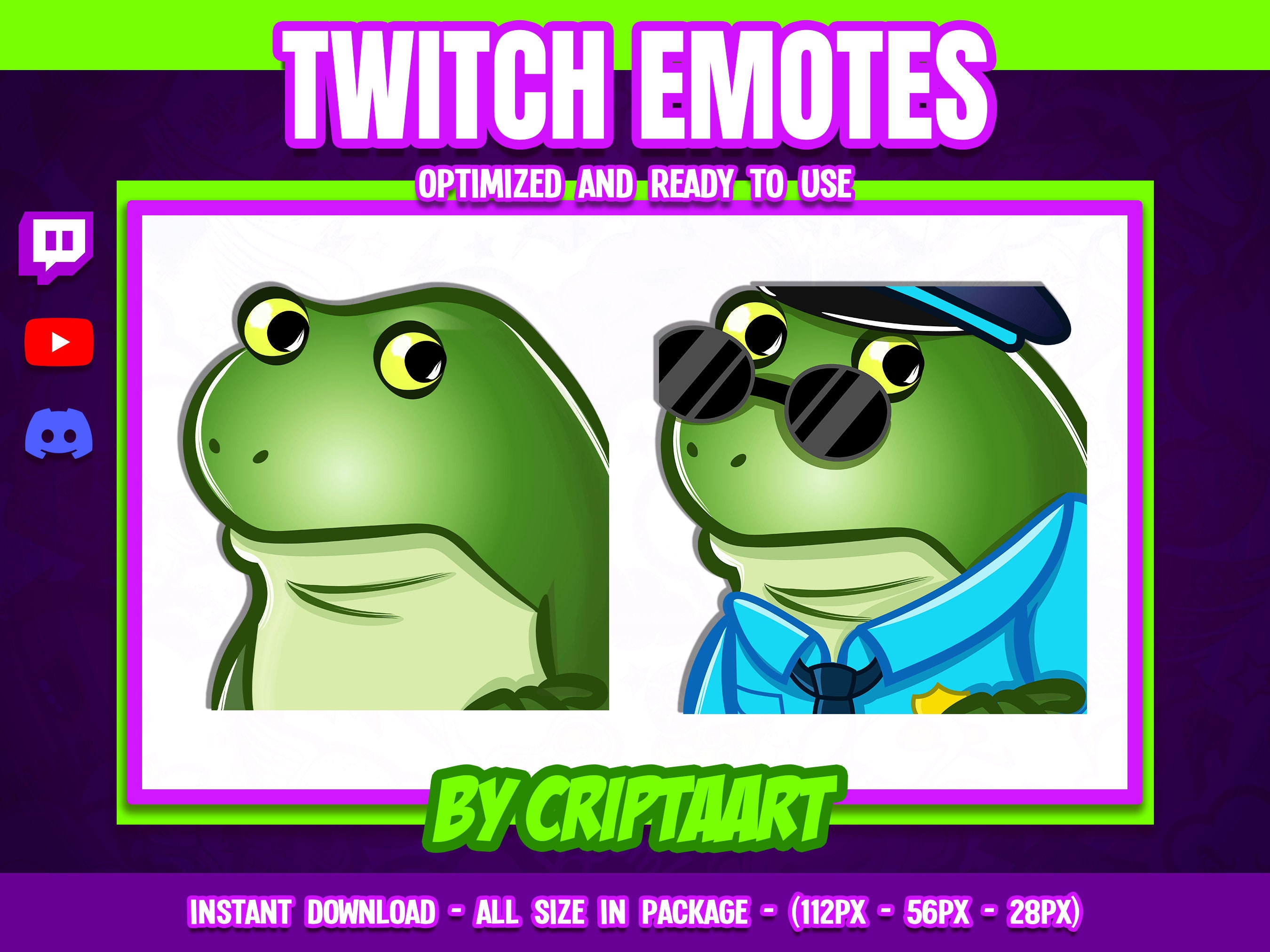 Worry Frog Twitch Emote X2, Police, Stream Meme, Concerned Frog Discord ...