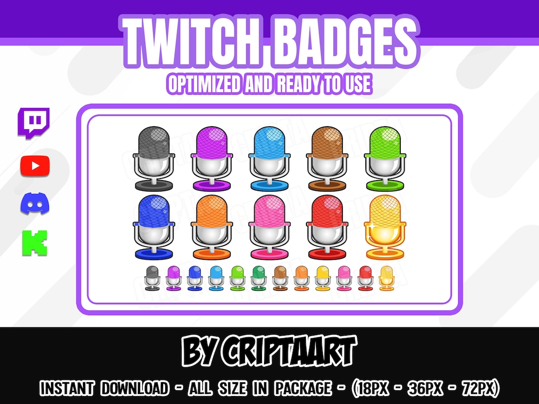 Podcast Microphone Sub Badges for Twitch Discord - Studio Mic Bit ...