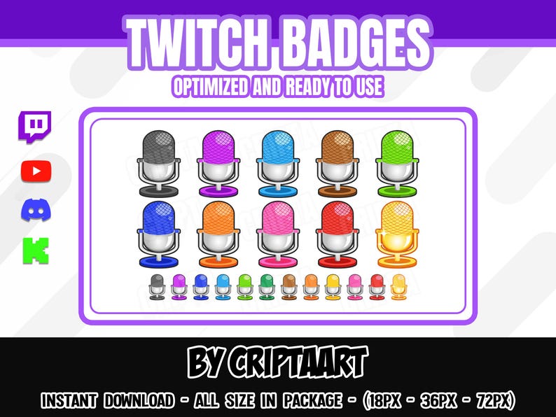 Podcast Microphone Sub Badges for Twitch Discord - Studio Mic Bit ...
