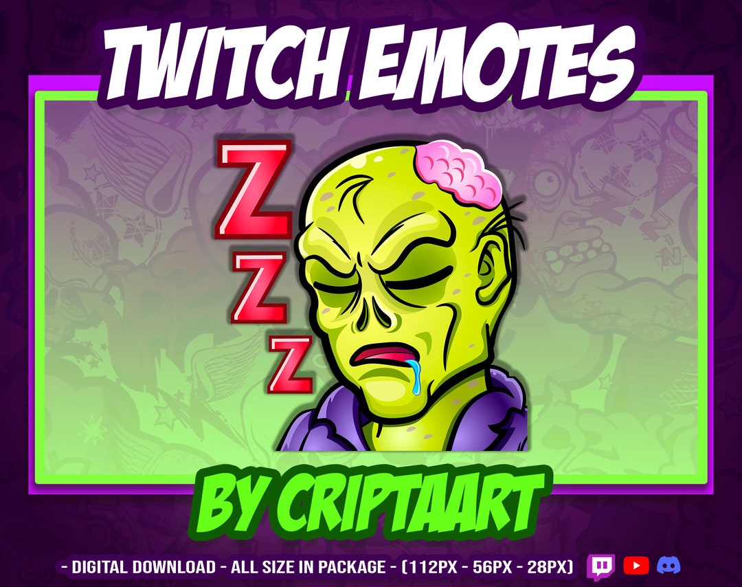 Twitch Emotes Zombie Emote Sleepy Zombie Horror Bored - Etsy