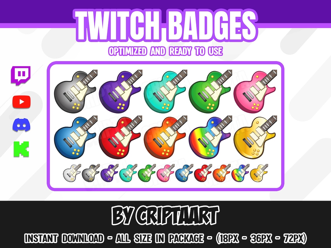 Electric Guitar Sub Badges for Streamers – Music Channel Tier Badges ...
