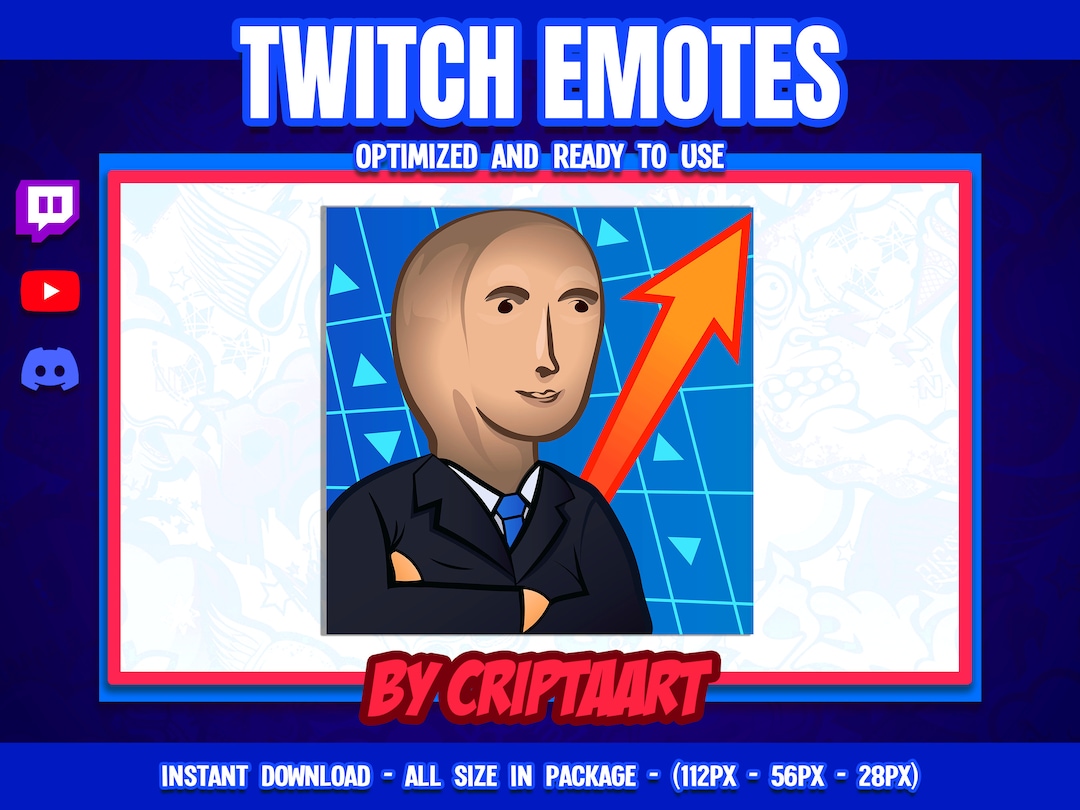 Stonks Meme Twitch Emote, Bits Sub Emoji, Meme Man, Money, Hype Train, Bits Rain, Icon for ...