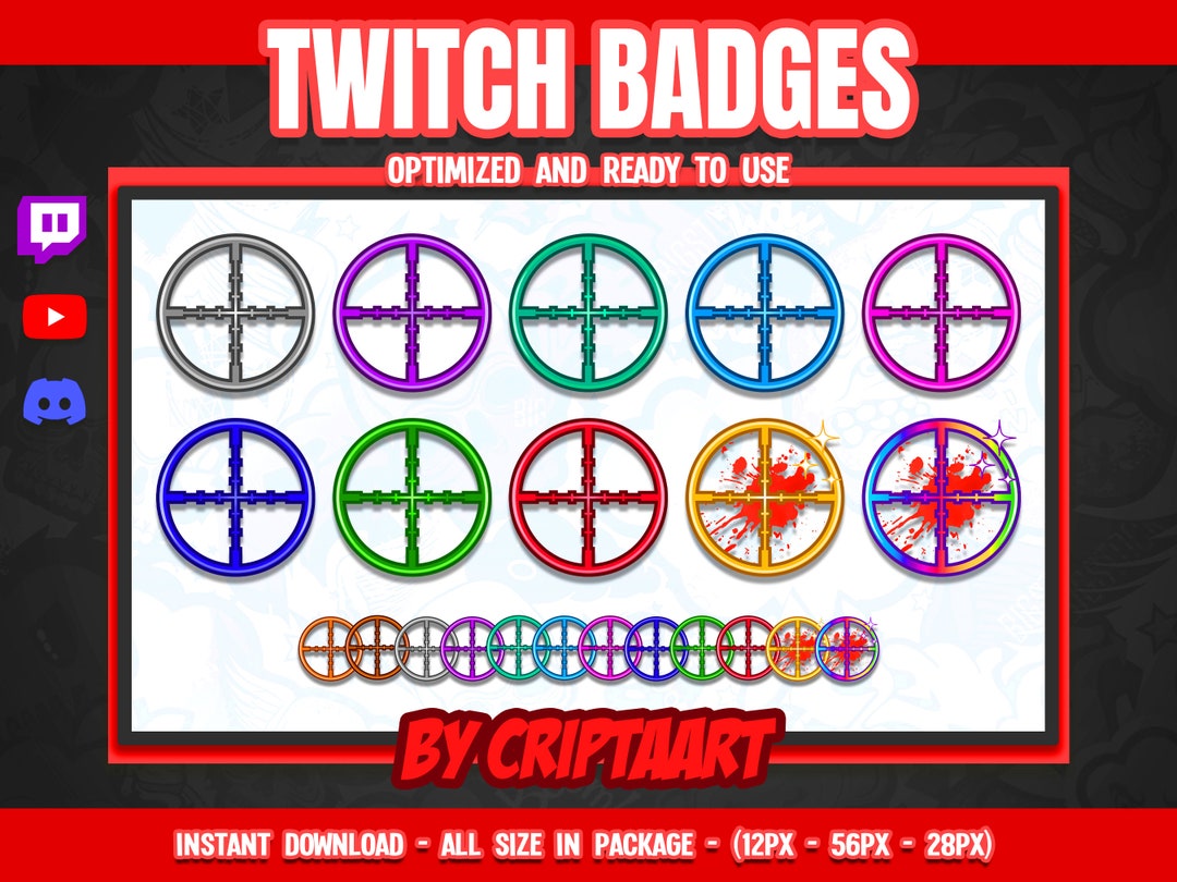 Crosshair Twitch Badges, Gun, Shooter Bit Badges, Sniper, Headshot ...