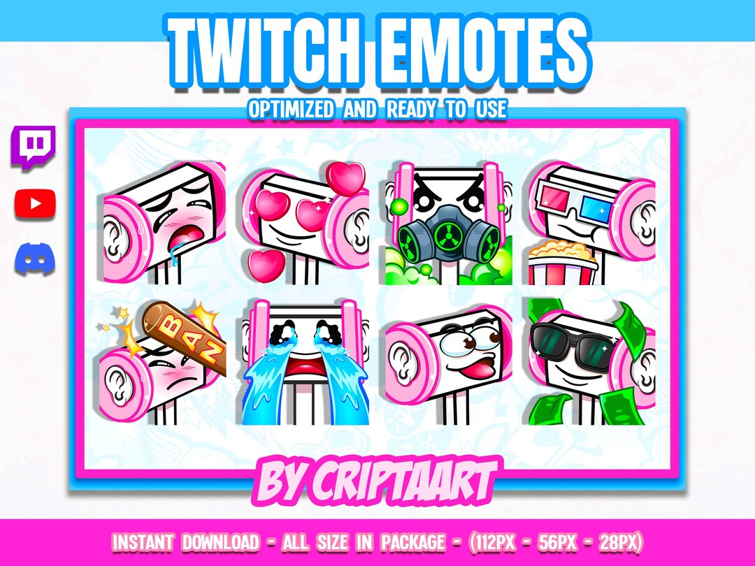 Kawaii Hot Microphone Twitch Emotes - Funny Cute ASMR Sub Emotes - Etsy