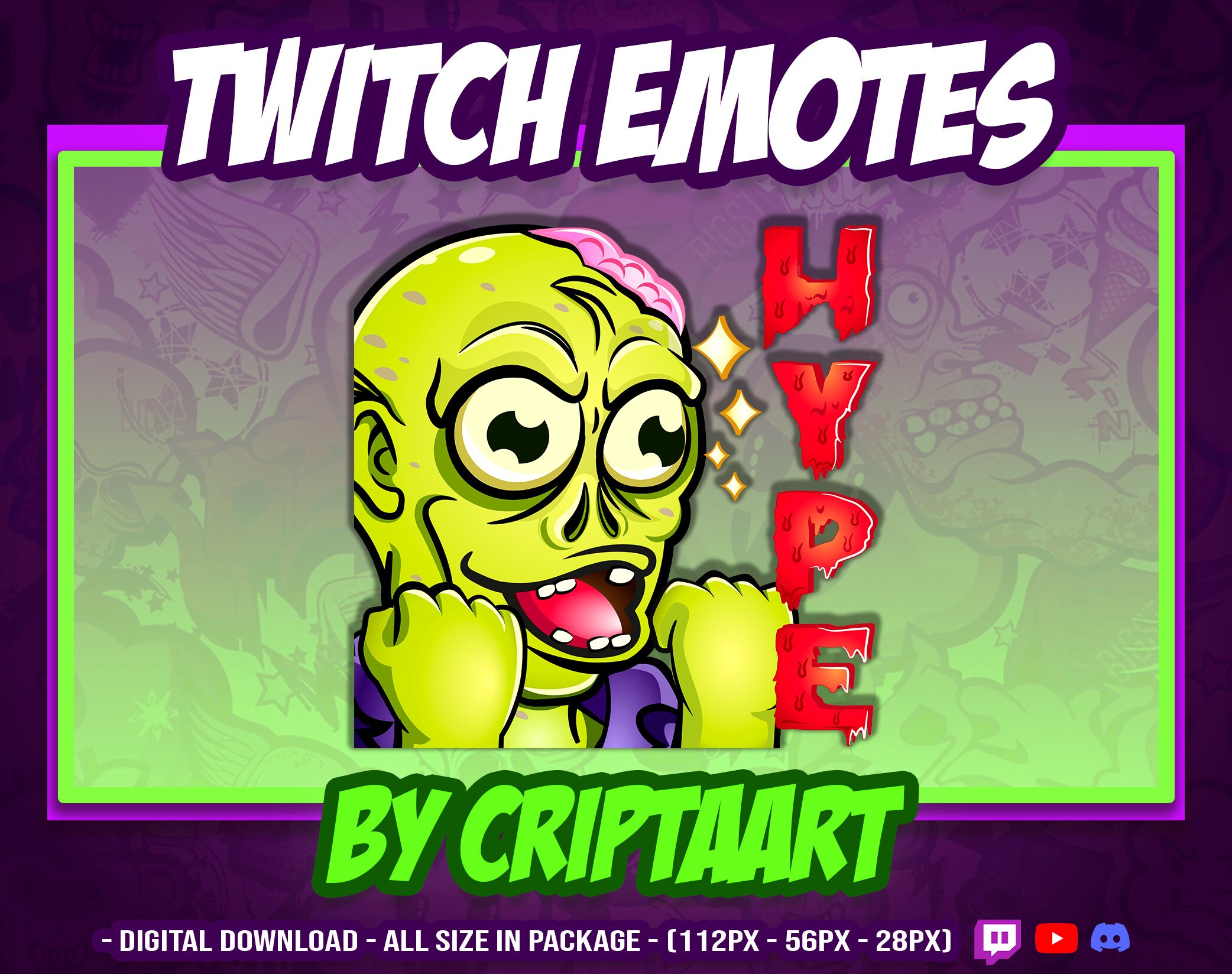Twitch Emotes Zombie Emote Hype Emote Horror Discord - Etsy España