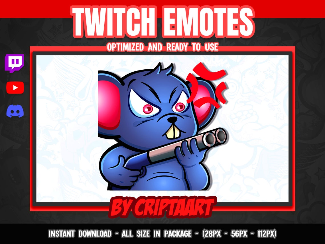 Rat Shotgun Twitch Emote, Mouse Rage Emoji, Cute Rage, Animals for ...