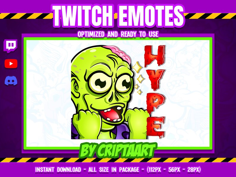 Zombie hype Twitch Emote, gaming, horror icon, halloween, items for ...